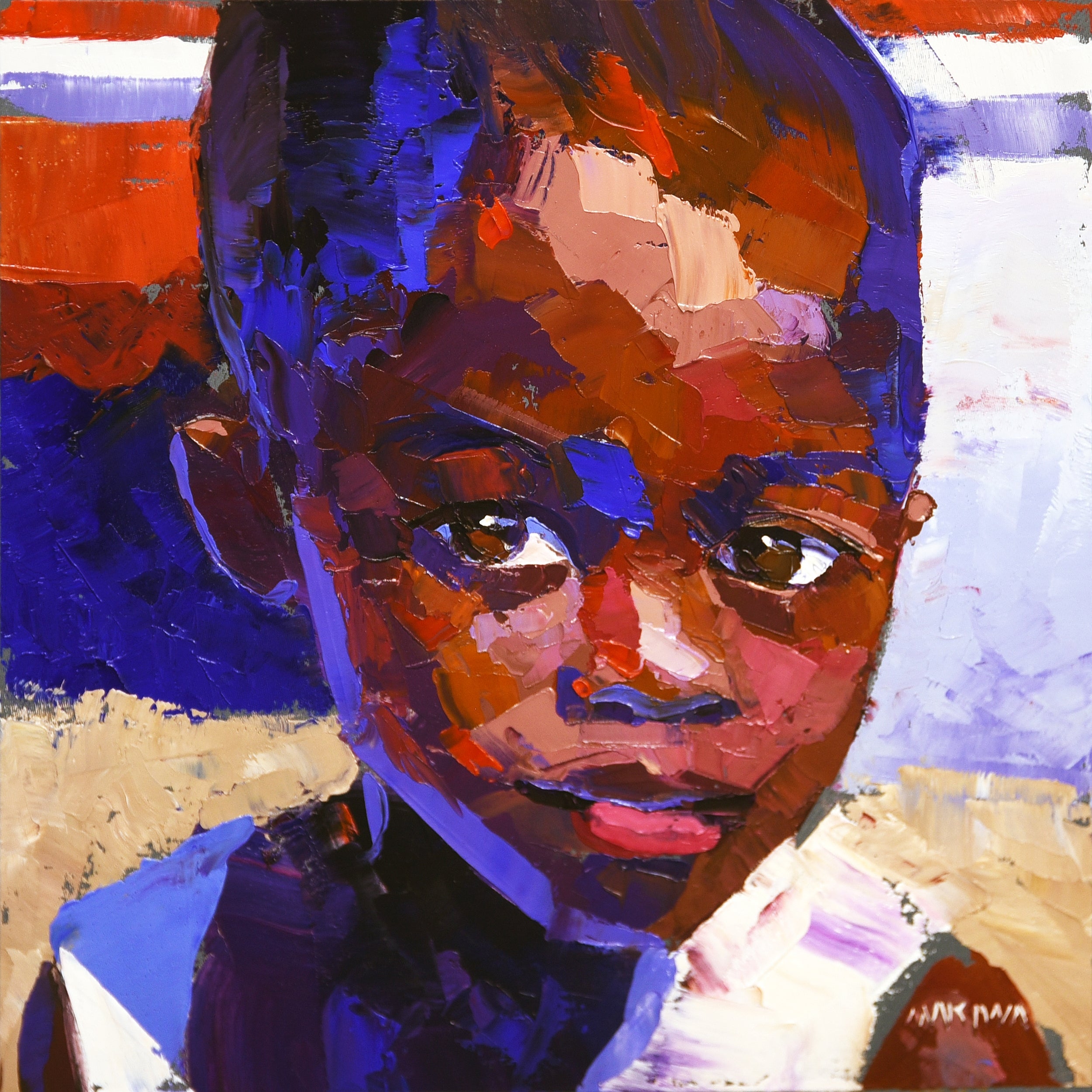 African Boy 20x20cm Oil on Canvas – Makiwa Gallery